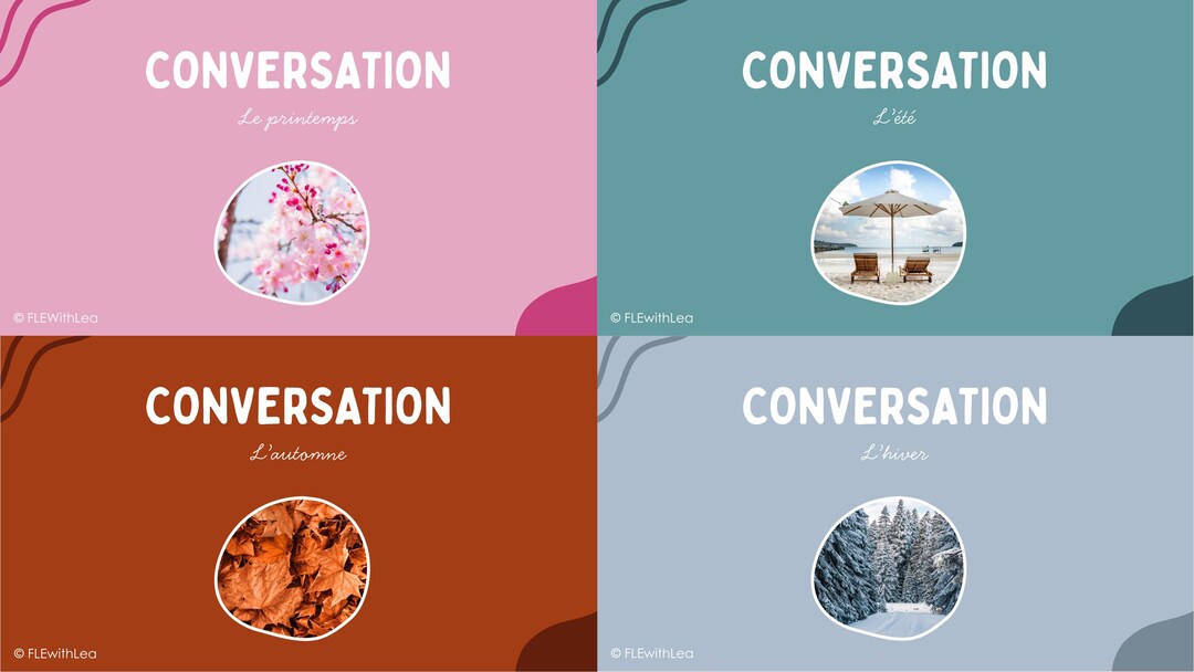 French 4 Seasons Conversation Bundle A2–B1, FLE Speaking Activities ...