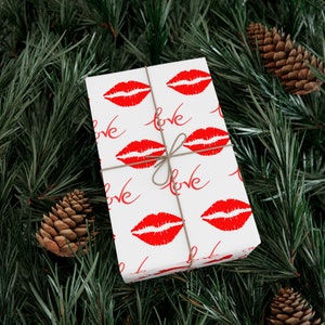 Lips Love White BG Gift Wrap Paper - Etsy
