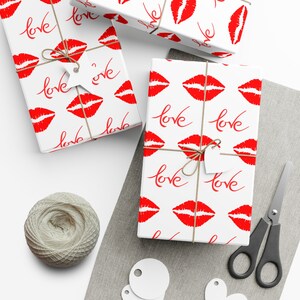 Lips Love White BG Gift Wrap Paper - Etsy