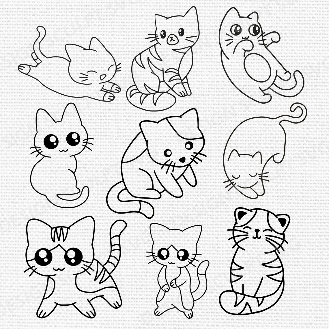 Cute Cat Svg Cat Outline Svg Cat Svg Bundle Cat Png Funny - Etsy