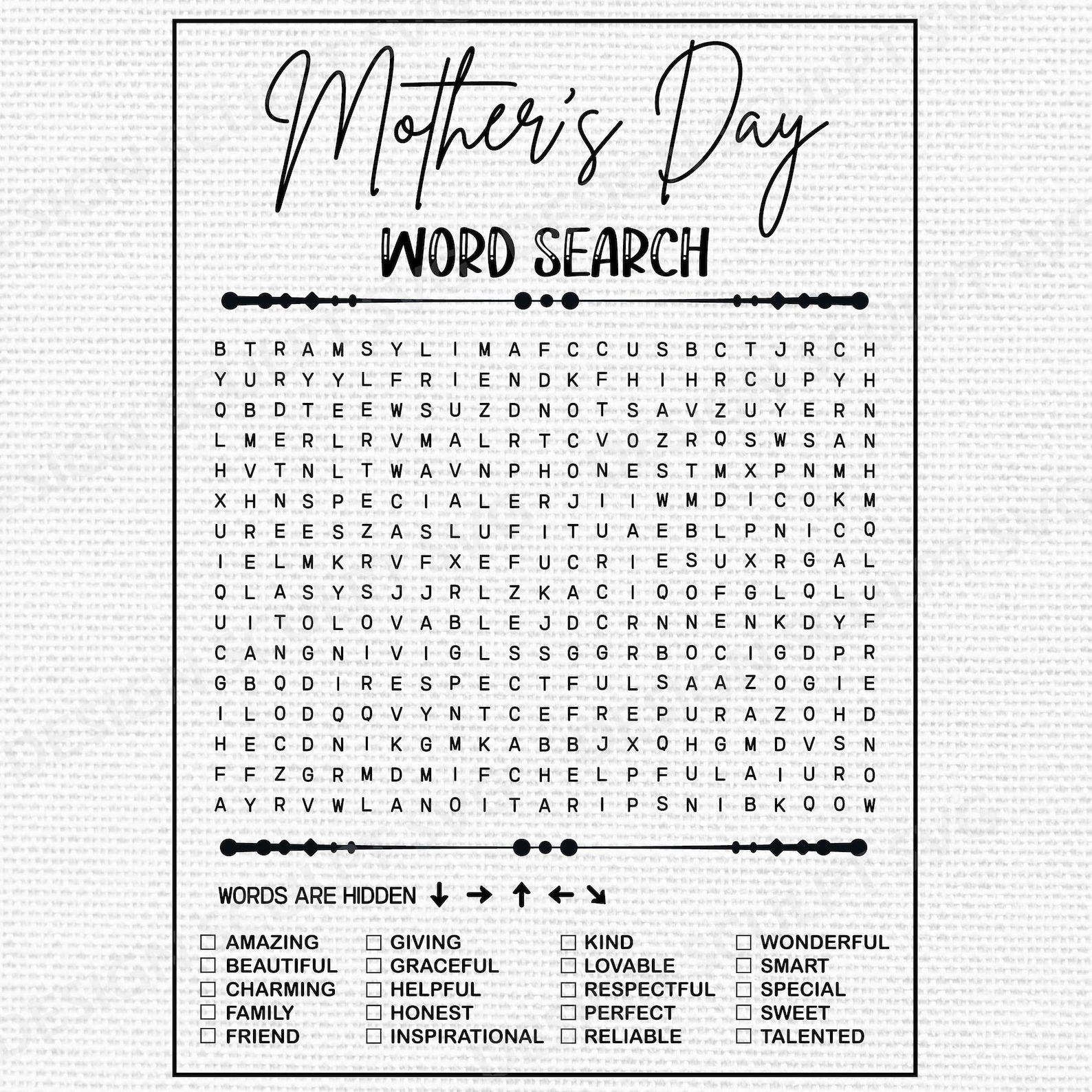 Mothers Day Word Search, Mothers Day Activity, Mama Word Search ...