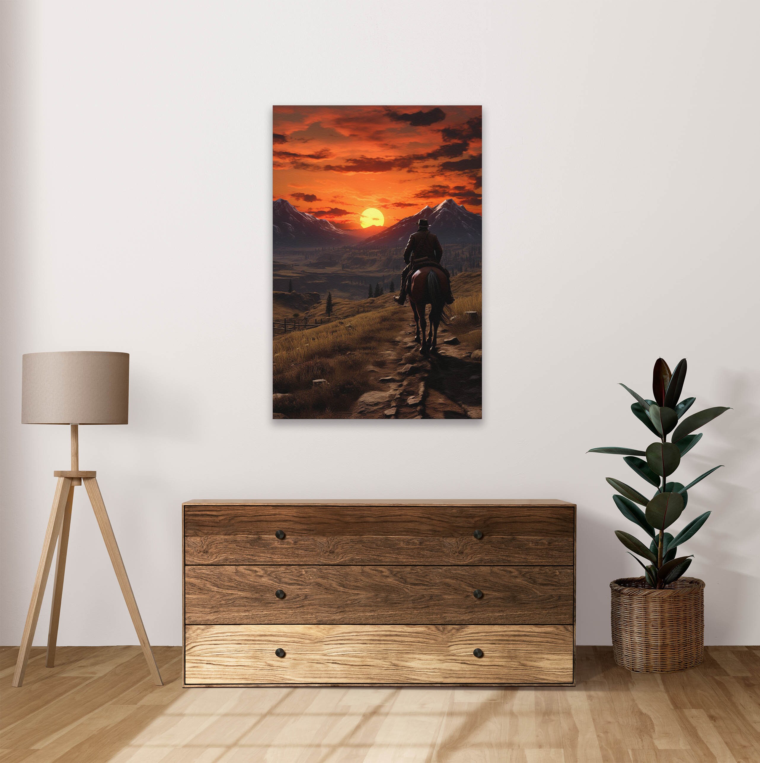 Red Dead Redemption 2 Sunset Canvas Wall Art Arthur Morgan With Horse ...