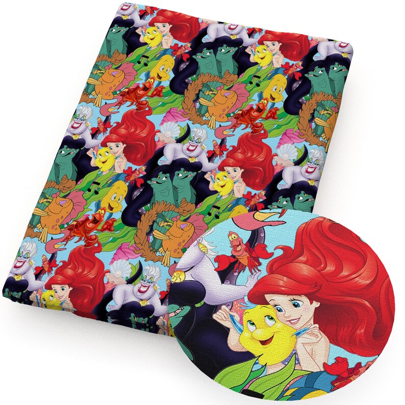 Disney Little Mermaid Ariel Fabric Anime Cartoon Polyester - Etsy