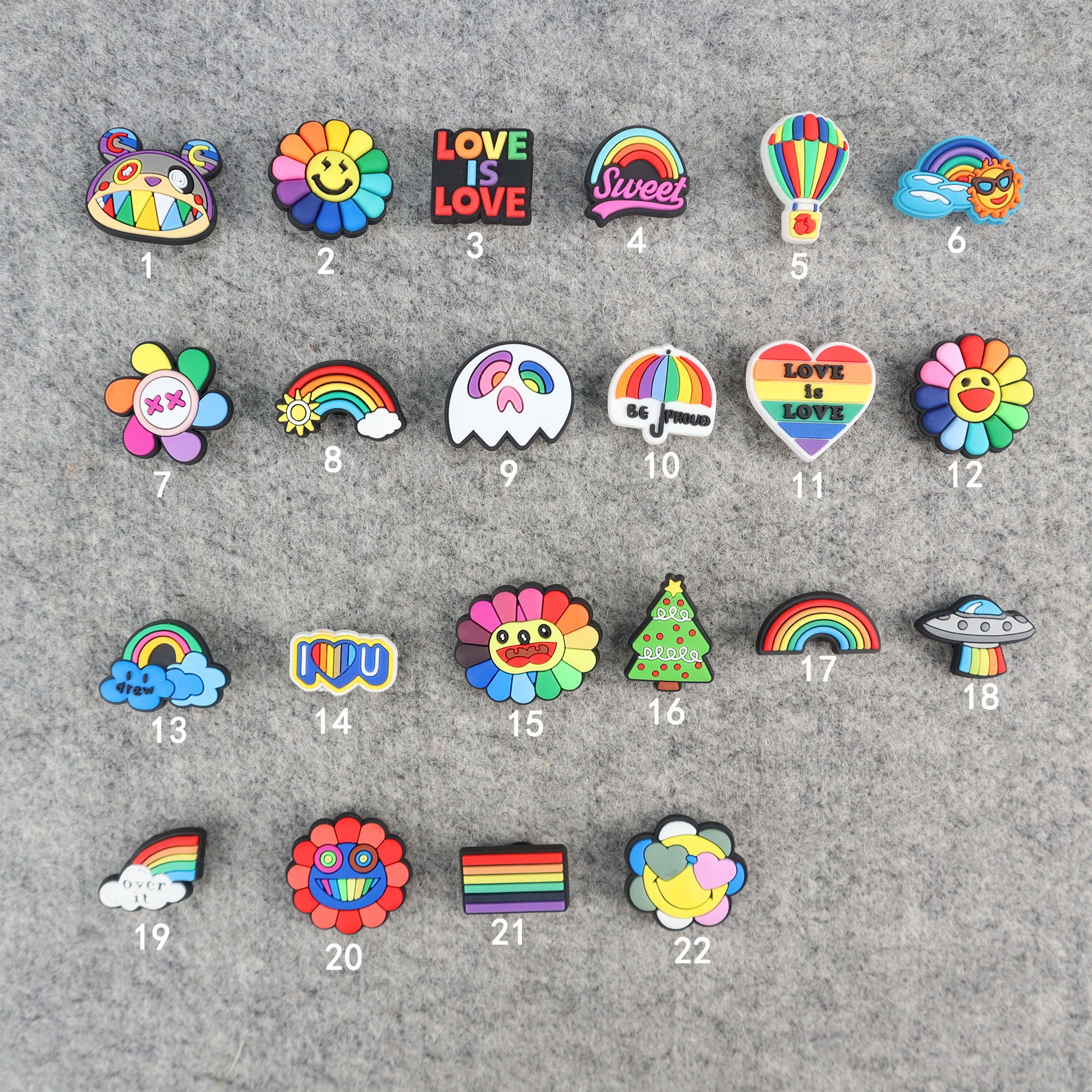 Rainbow Croc Charmscartoon Croc Charmscute Croc - Etsy