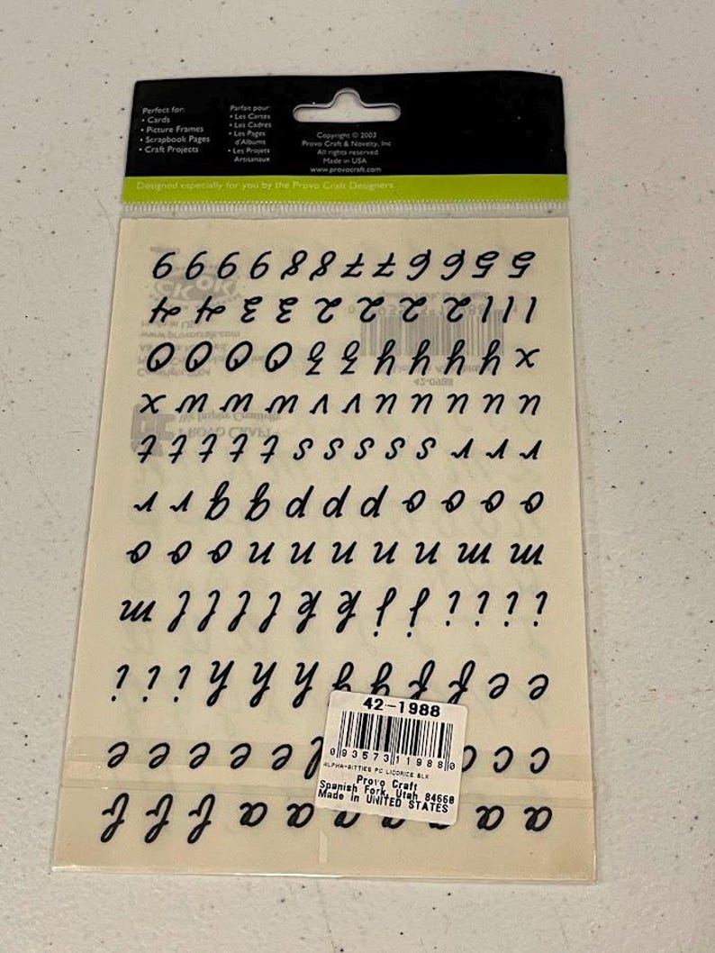 VINTAGE NEW Cursive Alphabitties Stickers by Provo Craft 42-1988 - Etsy