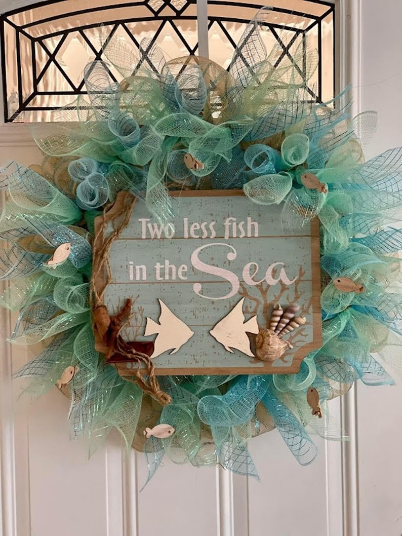 Two Less Fish in the Sea Handmade Deco Mesh Home Décor Wreath - Etsy