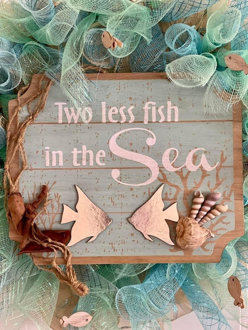 Two Less Fish in the Sea Handmade Deco Mesh Home Décor Wreath - Etsy