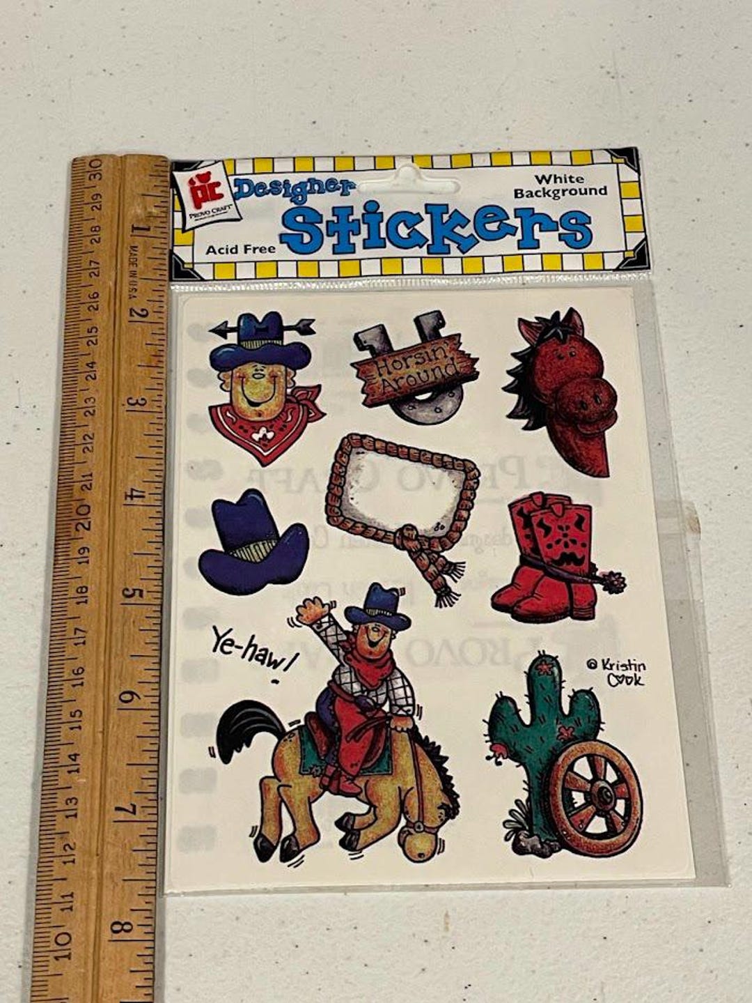 VINTAGE NEW Horsin' Around Cowboy Stickers With White Background by ...