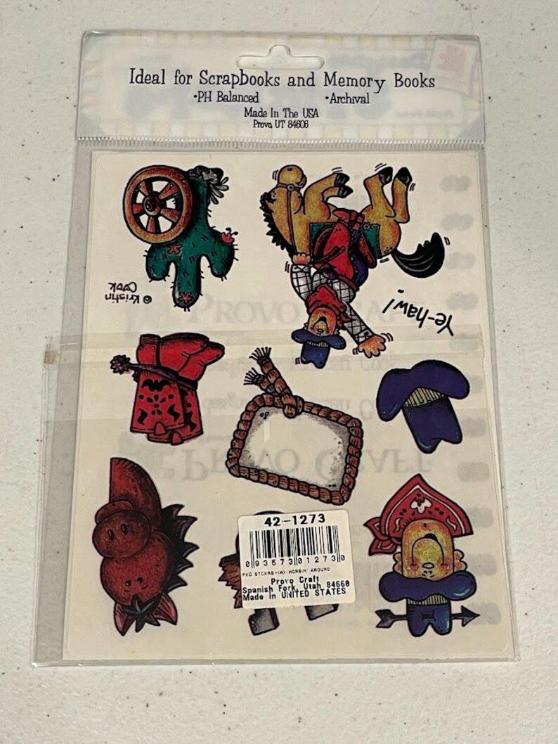 VINTAGE NEW Horsin' Around Cowboy Stickers With White Background by ...