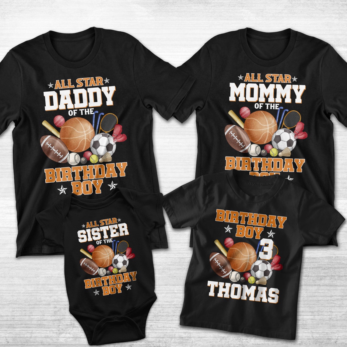 Sports Birthday Shirts, Custom Matching Family Shirts, All Star ...