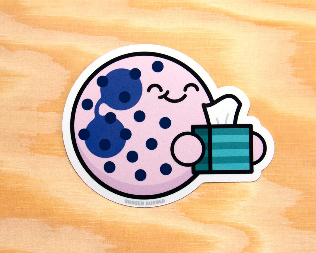 Cute Basophil With Tissue Box Sticker for Medical Technologists, White ...