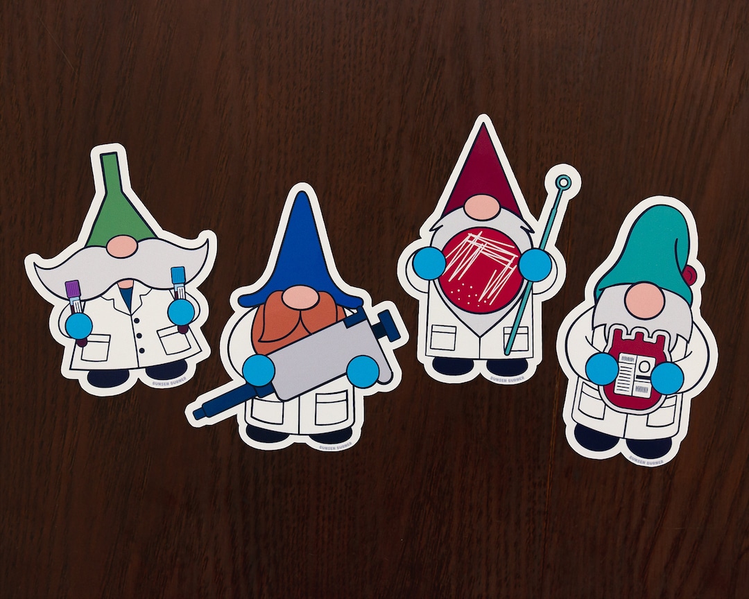 Clinical Lab Science Gnome Stickers, Pathology Gnomes, Medical ...
