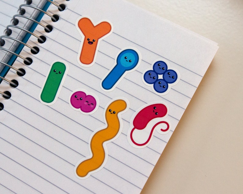 Cute Bacteria Sticker Sheets, Clinical Microbiology Art Gift, Kawaii ...