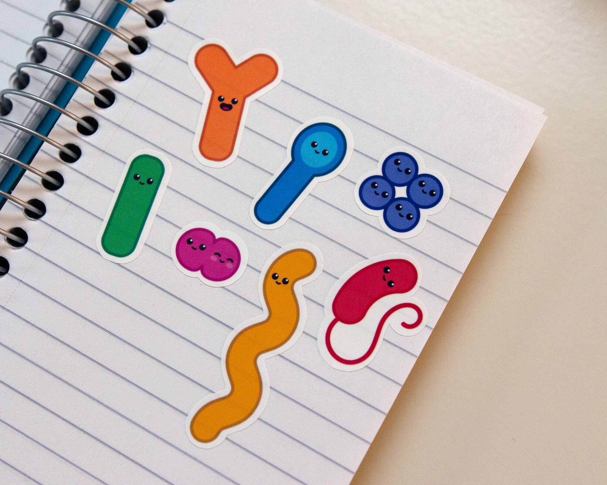 Cute Bacteria Sticker Sheets, Clinical Microbiology Art Gift, Kawaii ...