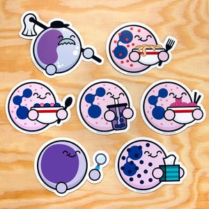 Cute White Blood Cell Stickers for Hematologists, Leukocyte Decals for ...