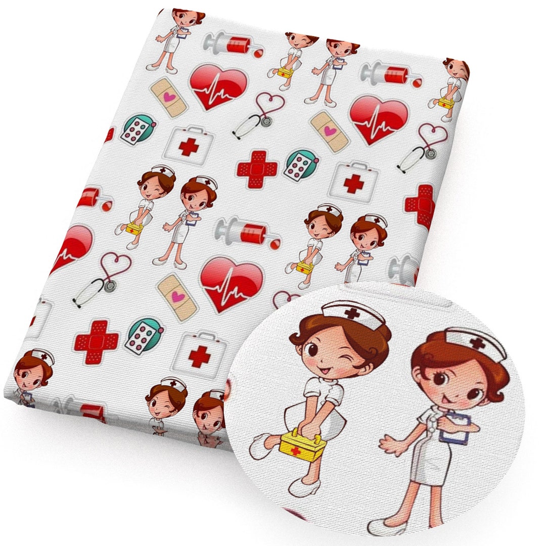 Nurse Fabric Nurse's Cap Fabric Cartoon Anime Cotton Fabric by the Half ...