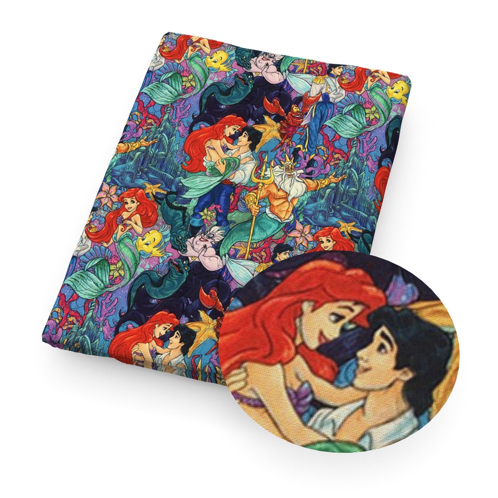 Disney Princess Ariel the Little Mermaid Fabric Cartoon Anime Polyester ...