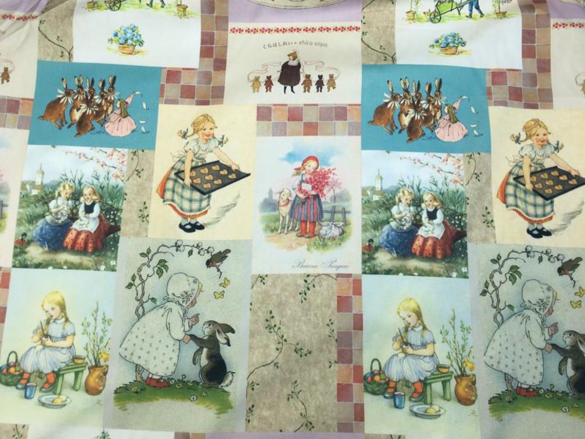 Vintage Fairy Tale Fabric Cartoon 100% Cotton Fabric by the Half Yard ...
