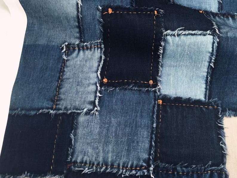 Denim Patchwork Print Fabric Cartoon 100% Cotton Fabric by the Half ...