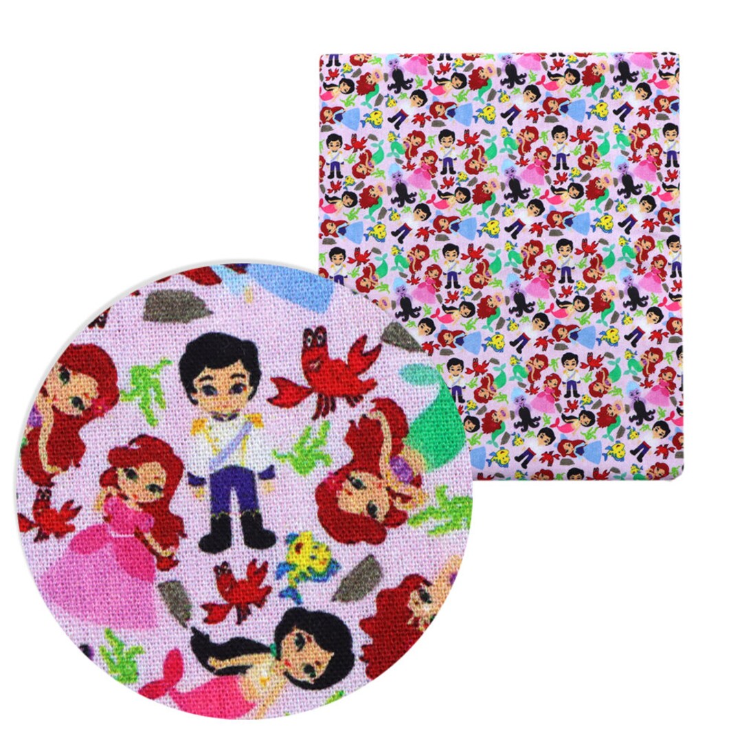 The Little Mermaid Fabric Disney Princess Fabric Ariel Fabric Cartoon ...