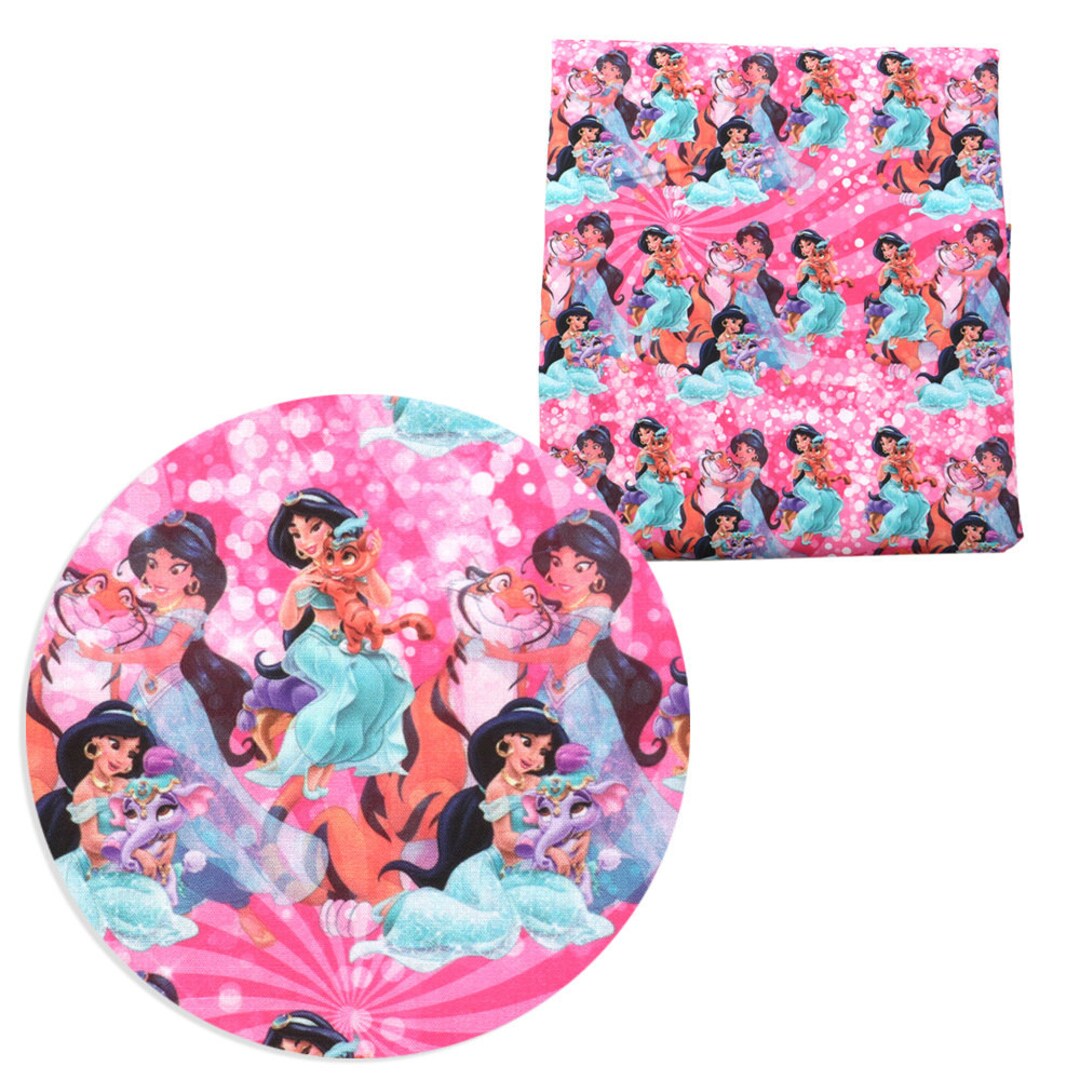 Disney Princess Jasmine Fabric Cartoon Anime Polyester Cotton Fabric by ...