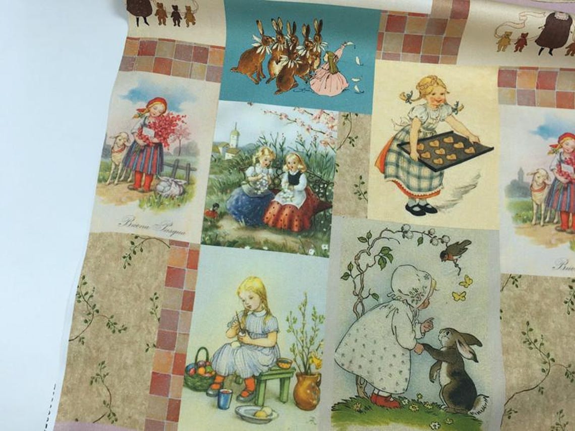Vintage Fairy Tale Fabric Cartoon 100% Cotton Fabric by the Half Yard ...