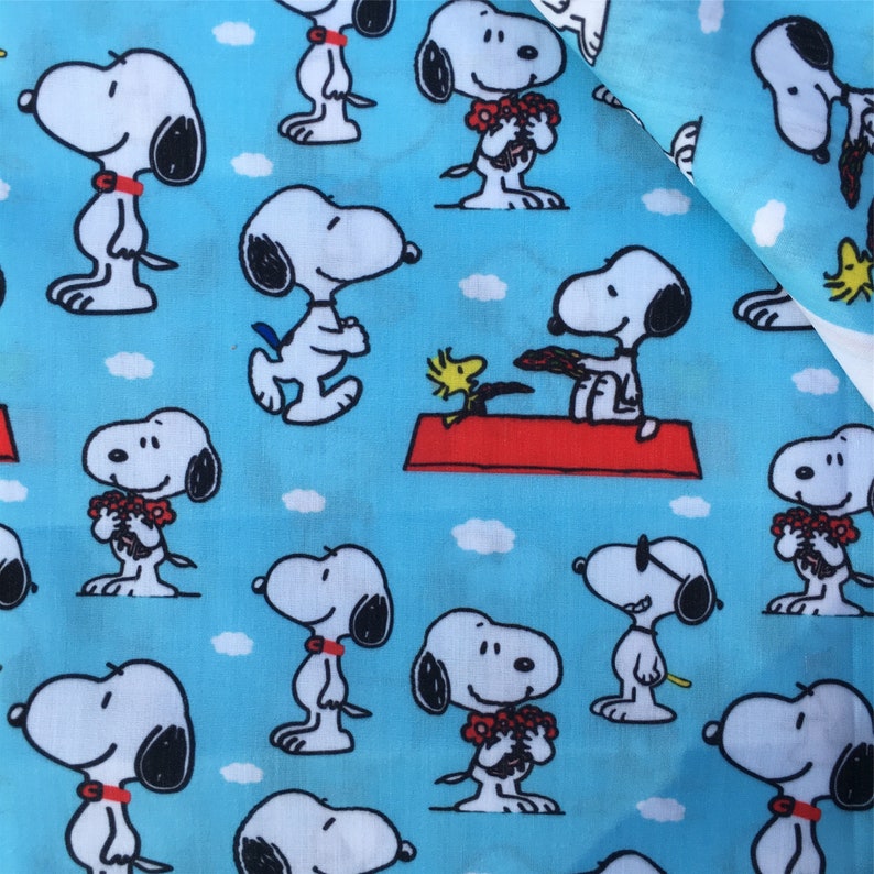 Charlie Brown Snoopy Peanuts Fabric Cartoon Anime Polyester Cotton ...