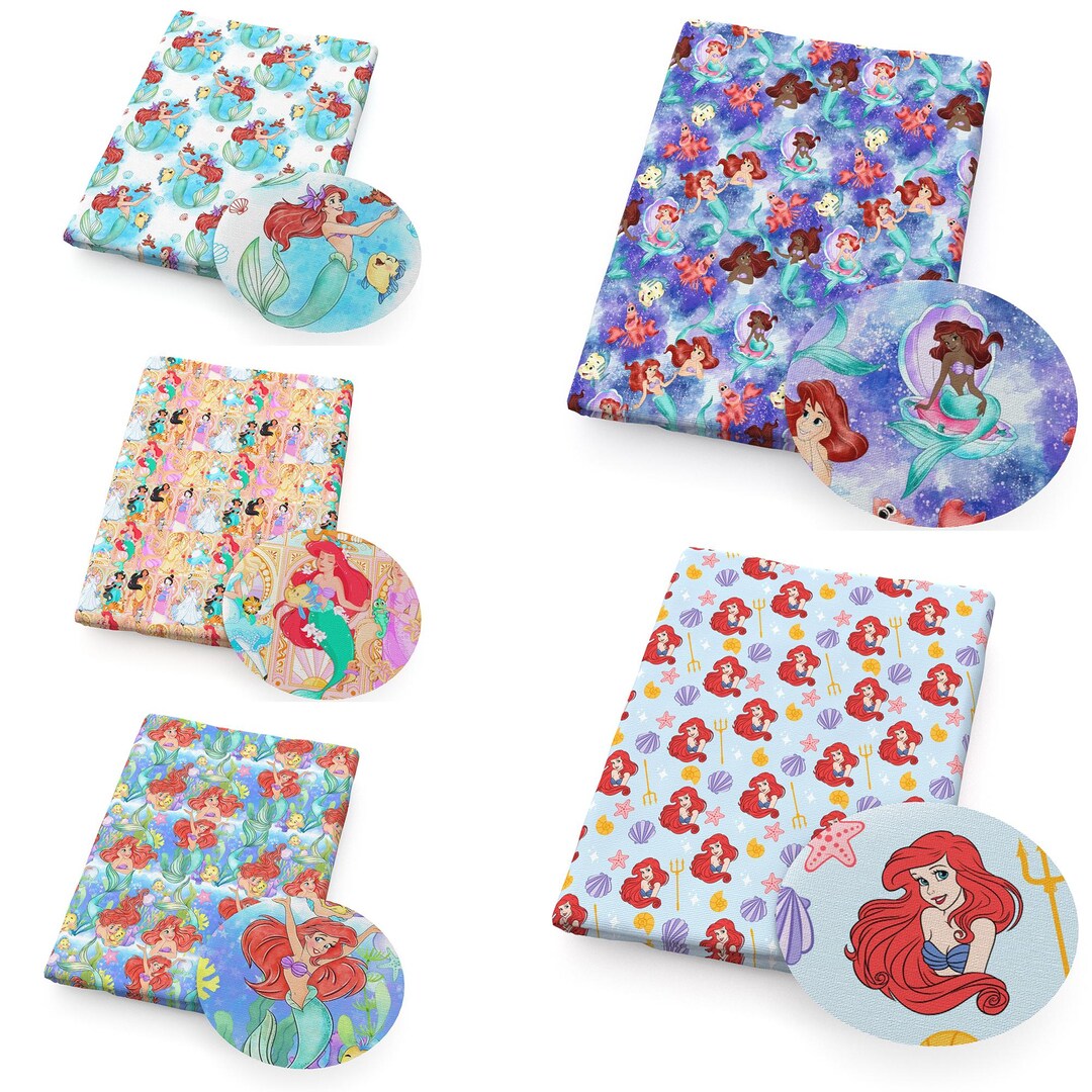The Little Mermaid Fabric Ariel Fabric Cartoon 100% Cotton Fabric by ...