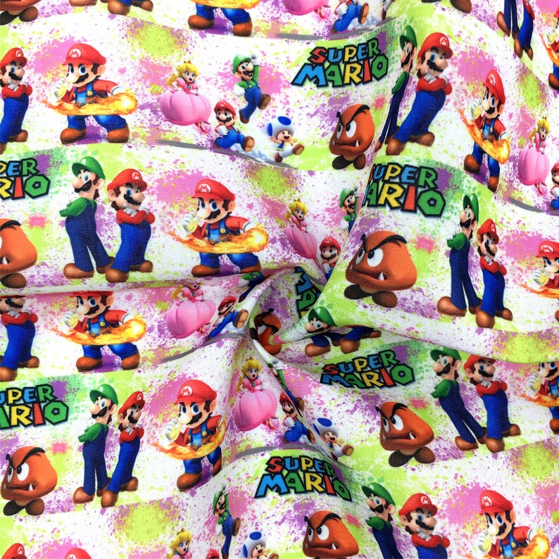 Super Mario Fabric Mario Luigi Fabric Cartoon Anime Polyester Cotton ...