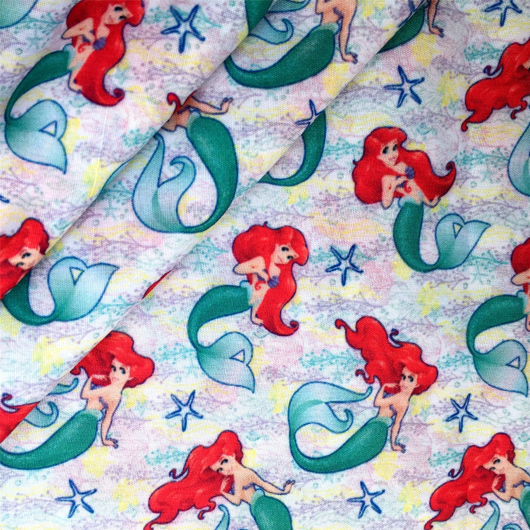 Disney Princess Ariel the Little Mermaid Fabric Cartoon Anime Polyester ...