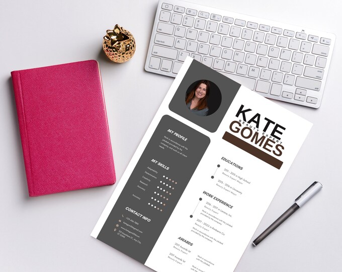 Gray and White Resume Template, Clean Professional CV, Simple Design ...