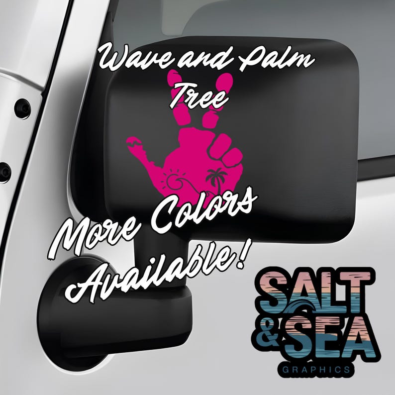 Wave and Palm Tree Mirror Wave Decals for Off-road Vehicles – Set of 2 ...