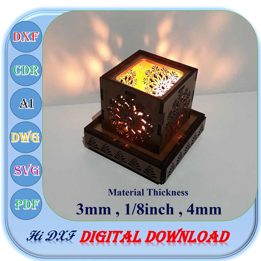 Candle Holder Laser Cut File 3mm 4mm 1/8inch Material Thickness ...