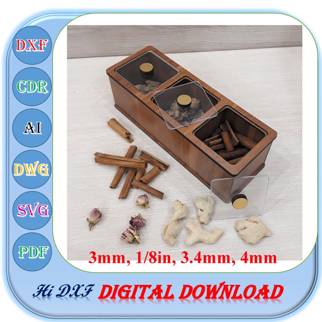 Laser Cut Wooden Box, 3mm 3.4mm 4mm 1/8 Inch Wooden Box Svg, Gift Box ...