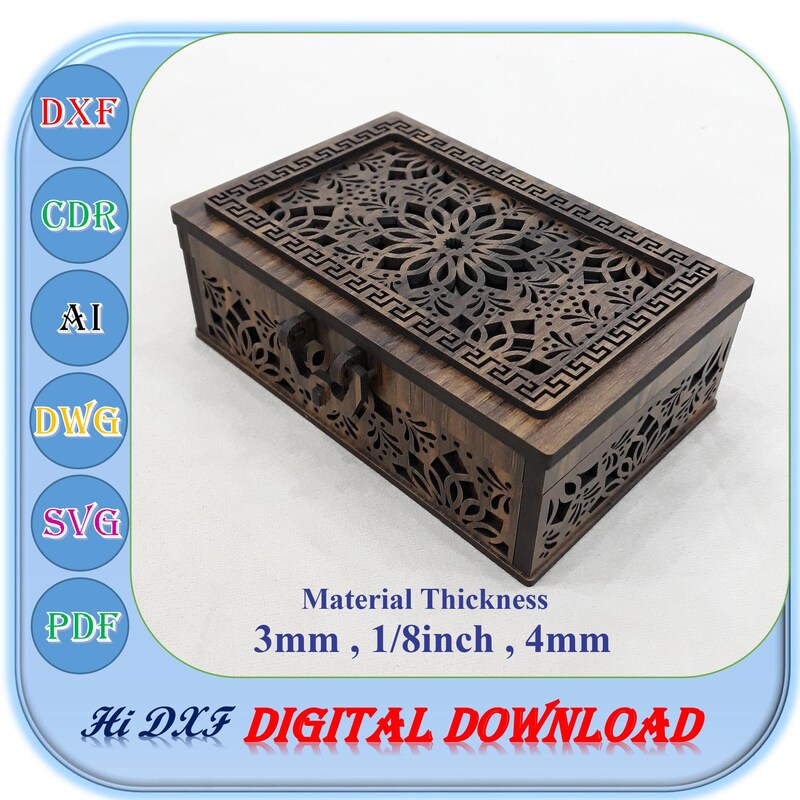 Wooden Box With Lock Dxf - Etsy