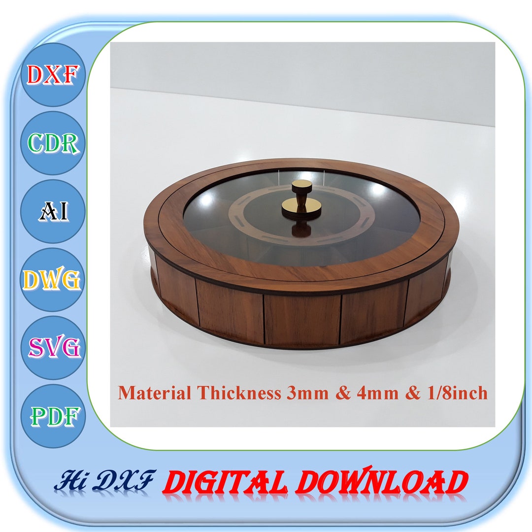 Wooden Round Box SVG Nut Storage Dxf , Wooden 9 Compartment Decorative ...