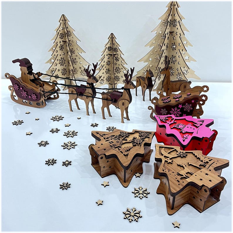 Laser Cut Christmas Bundle of 4 Products Trees, Reindeers, Santa and ...