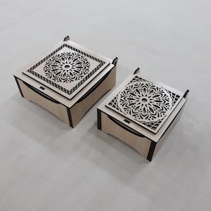 Laser Cut Wooden Gift Box With Flapping Lid in 2 Different Size, 3mm 1 ...