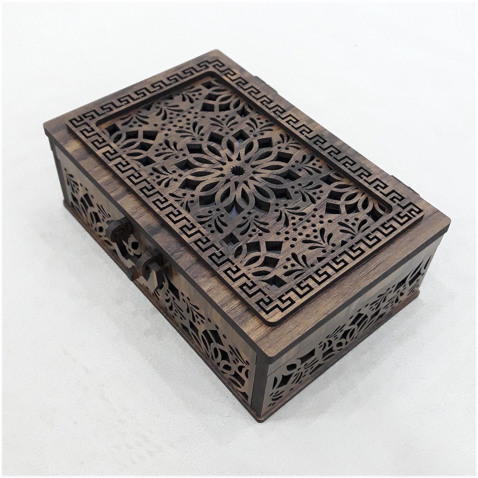 Wooden Gift Box With Flap Lid and Lock Laser Cut File Svg Dxf Ai ...