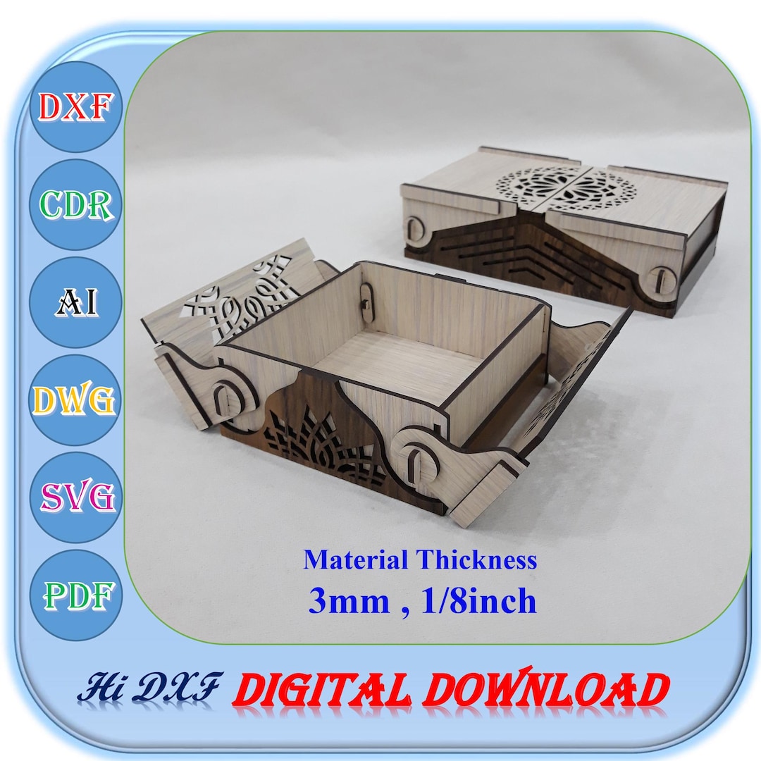 Laser Cut Gift Box in 2 Size With Lid, 3mm 1/8inch Wooden Gift Box ...