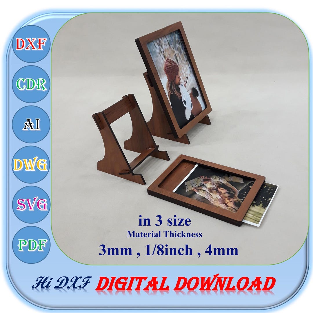 Laser Cut Photo Frame With Holder in 3 Size 3mm 1/8inch 4mm Material ...