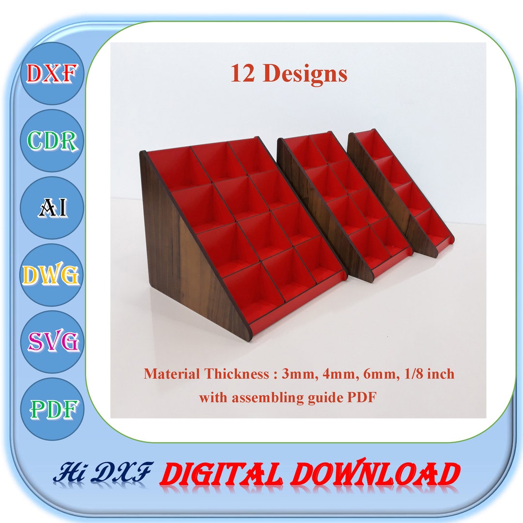 Card Display Stand SVG DXF Four Tiered Counter Card Holder - Etsy