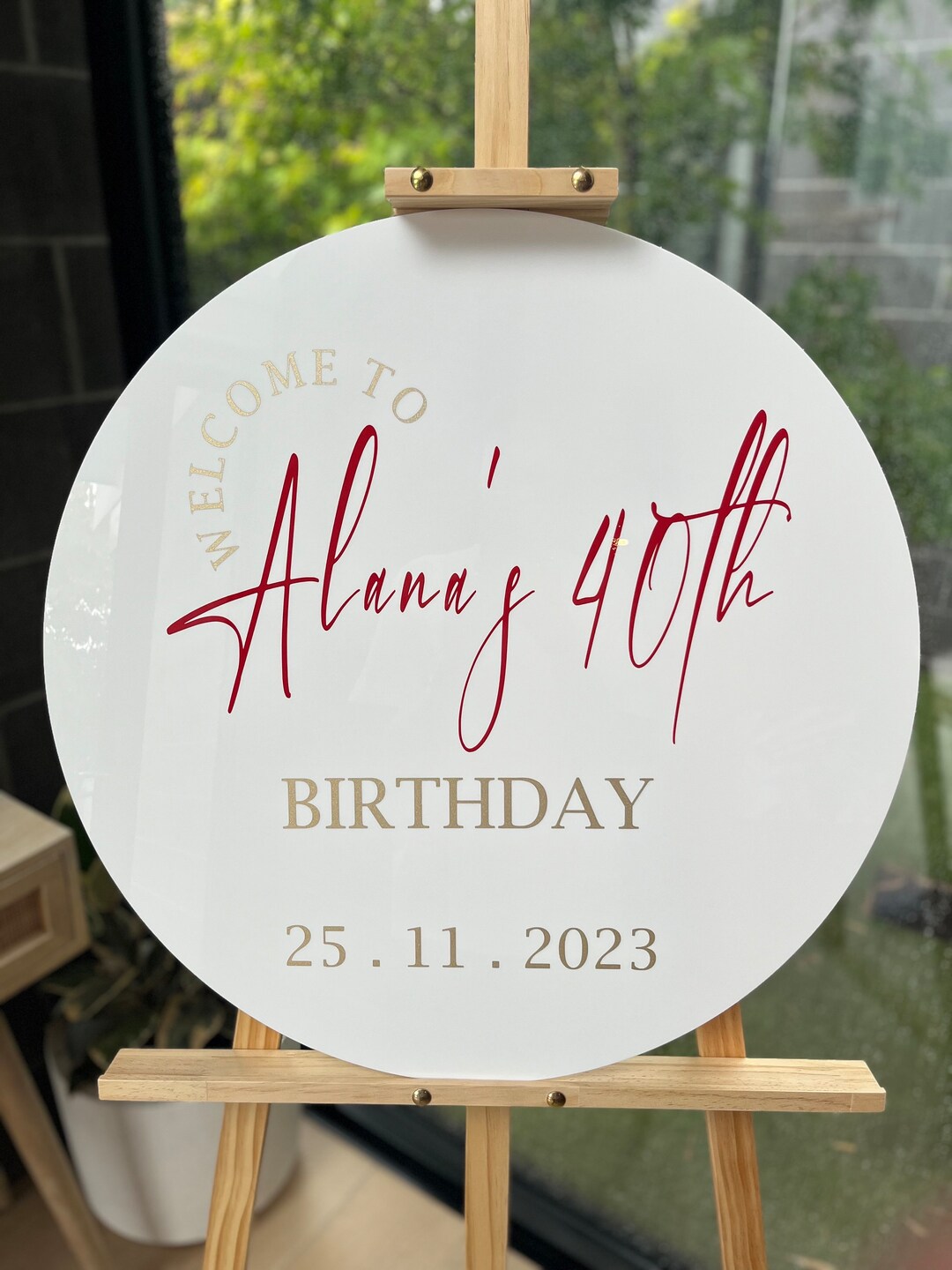 Round Acrylic Birthday Sign / Wedding Sign / Round Welcome Sign ...