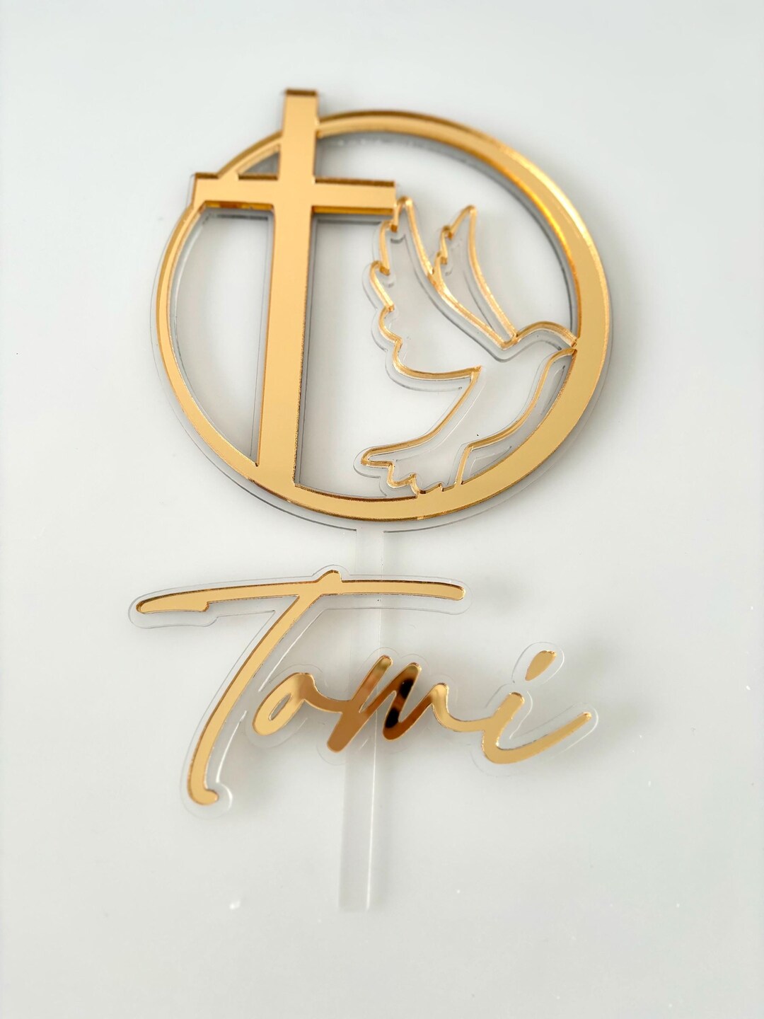 Confirmation Acrylic Cake Topper Cross Cake Topper Dove Cake Topper ...