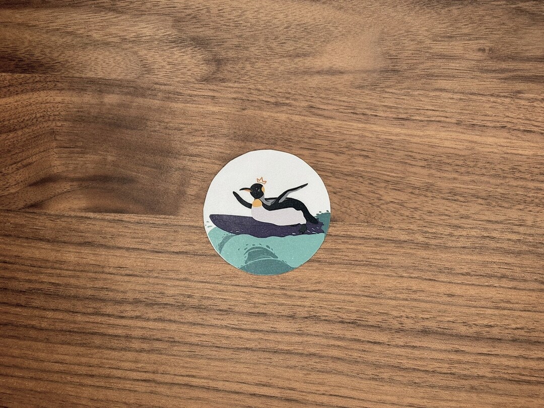 King Penguin Surfer Stickers - Handmade Sticker - Handcut - Animal ...