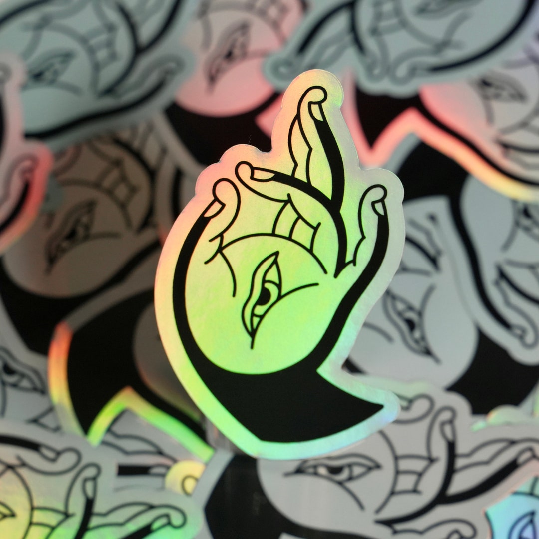 Hand Holographic Vinyl Sticker - Etsy