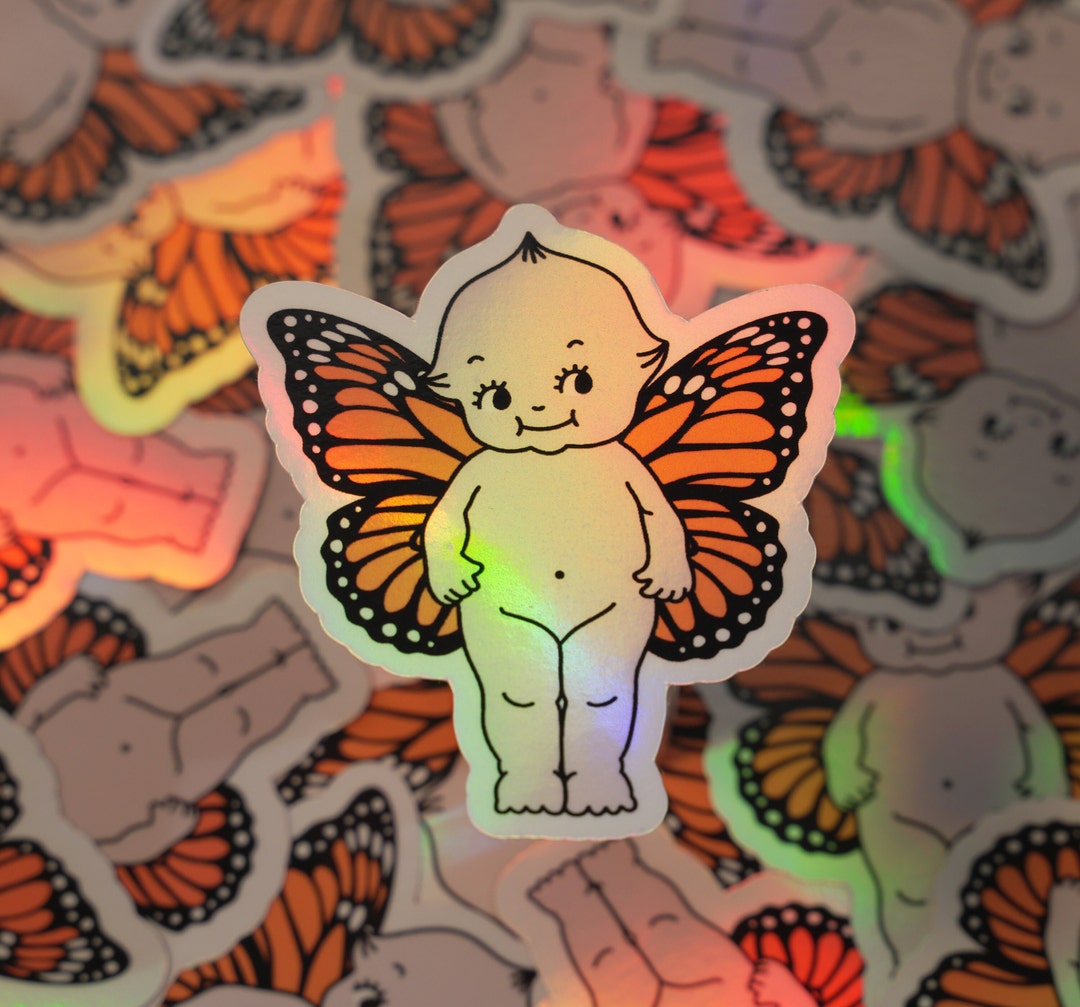 Butterfly Kewpie Sticker Cute Holographic Vynil Die Cut Sticker - Etsy