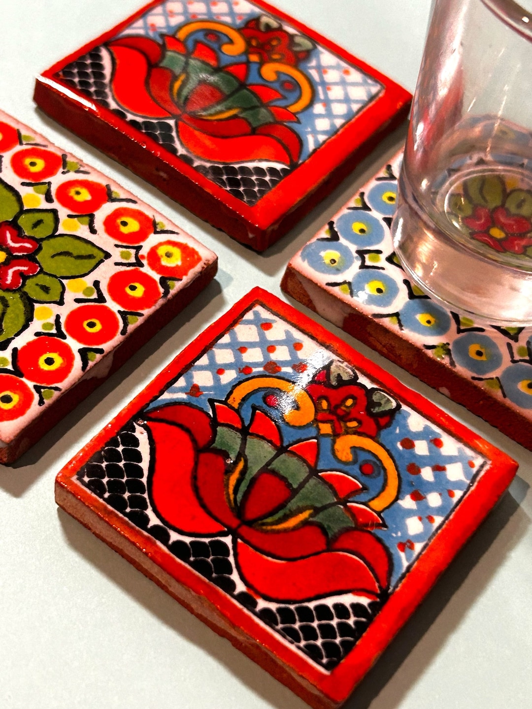 4-pack Talavera Tile Shot Glass Coasters - Etsy