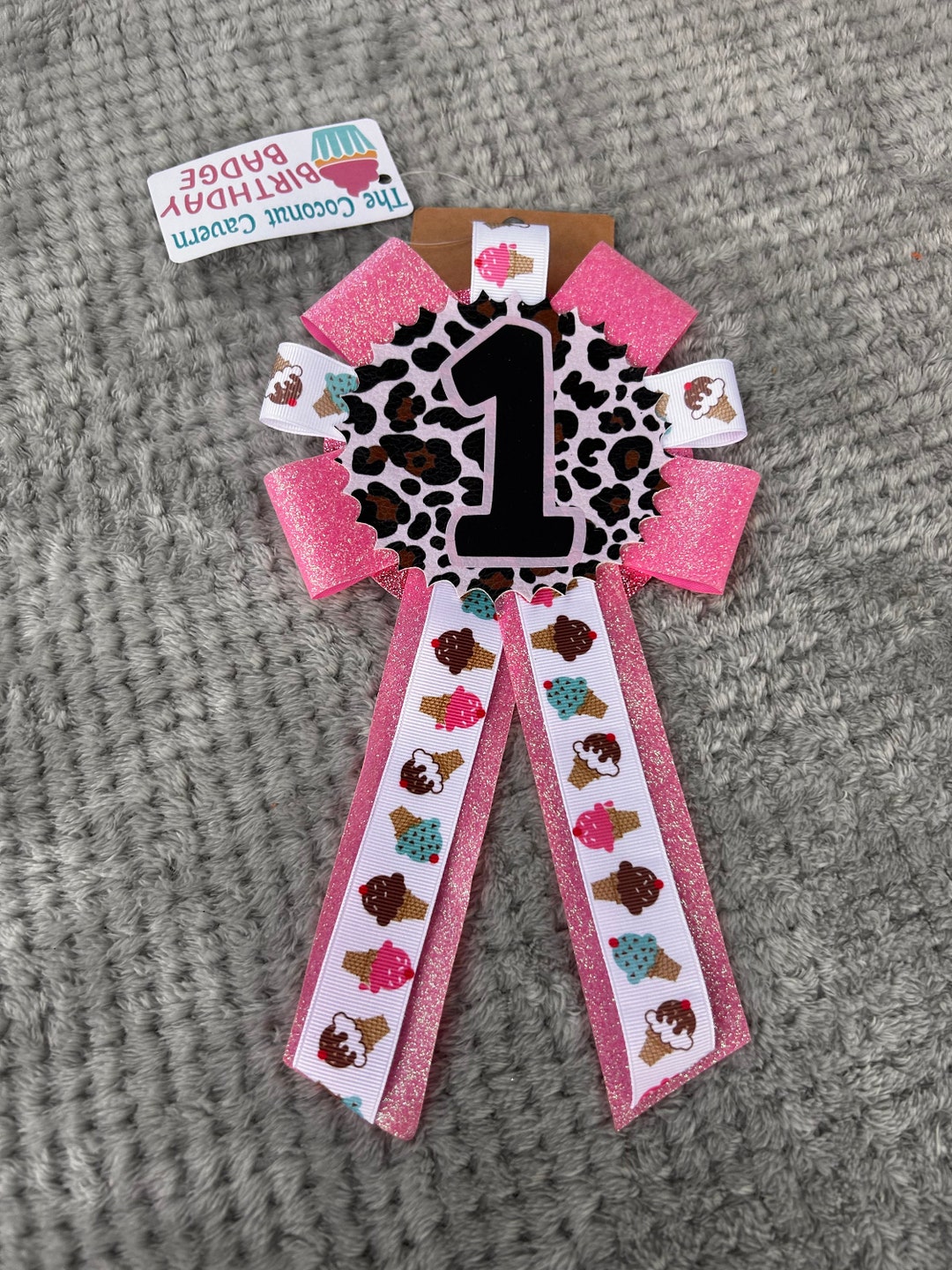 1st Birthday Girl Badge Pin Leopard & Cupcakes - Etsy