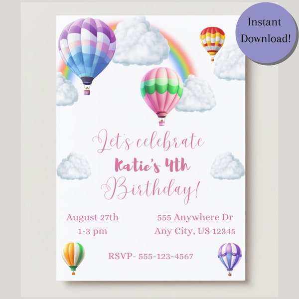 Balloon Party Invite - Etsy